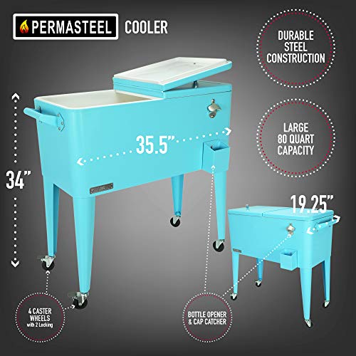 Permasteel 80 Quart Portable Picnic Cooler in Turquoise