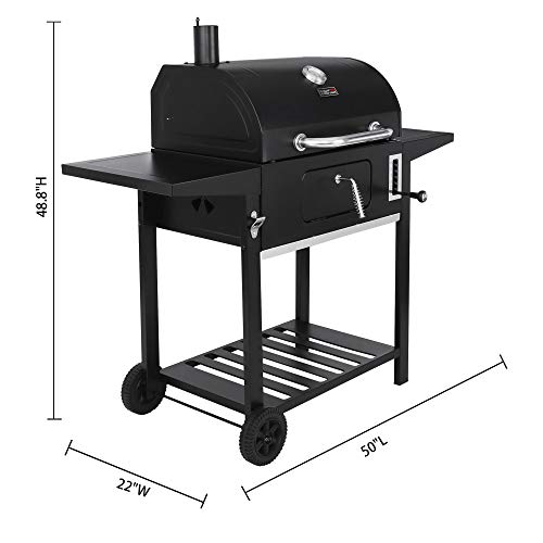 Royal Gourmet CD1824AX 24-Inch Charcoal Grill Outdoor BBQ Smoker Picnic Camping Patio Backyard Cooking, Black