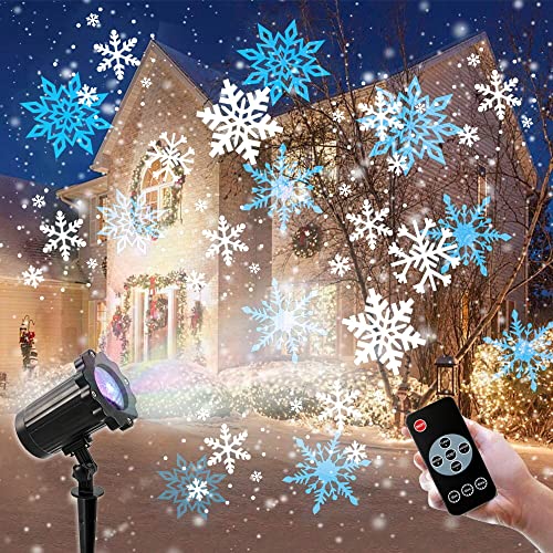Christmas Snow Storm Projector Lights Outdoor Garden Stake Light LED Snowflake Lights Waterproof Landscape Remote Snowflakes for Indoor Gardens Homes Wedding Lawn Patio Holiday Decor