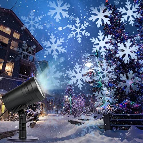 Christmas Projector Lights, Snowfall Snowflakes Christmas Lights, Christmas Projection Lights Outdoor Patio Garden Decorative LED Projector Light for Christmas Xmas Holiday Party Birthday Stage