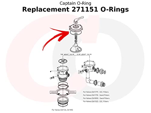 Captain O-Ring β Replacement 271151 O-Ring for Pentair HiFlow 2 Inch Top/Side Mount Multiport Valve (2 Pack)