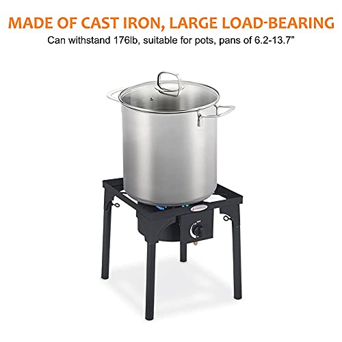 Camplux Propane Burner 130,000 BTU, Single Gas Burners, Outdoor Stove for Home Brewing, Turkey Fry, Maple Syrup Prep