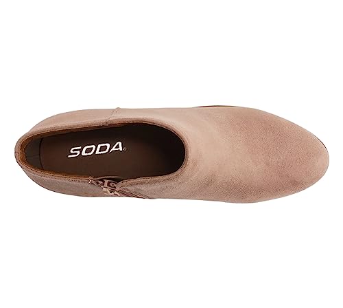 Soda Women's Closed Toe Multi Strap Ankle Bootie (D-Blush Imitation Suede, us_footwear_size_system, adult, women, numeric, medium, numeric_8_point_5)