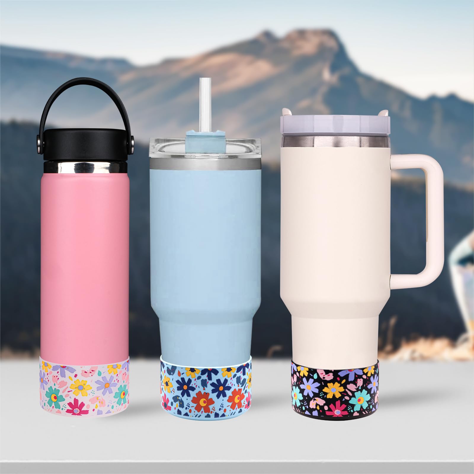HEYSKAY Protective Flask Silicone Boot 12-24oz for Hydro Flask Water Bottle Bottom Cover Base, and Compatible with Stanley, Yeti, Simple Modern and Other Water Bottle with 2.85inch Bottom Diameter
