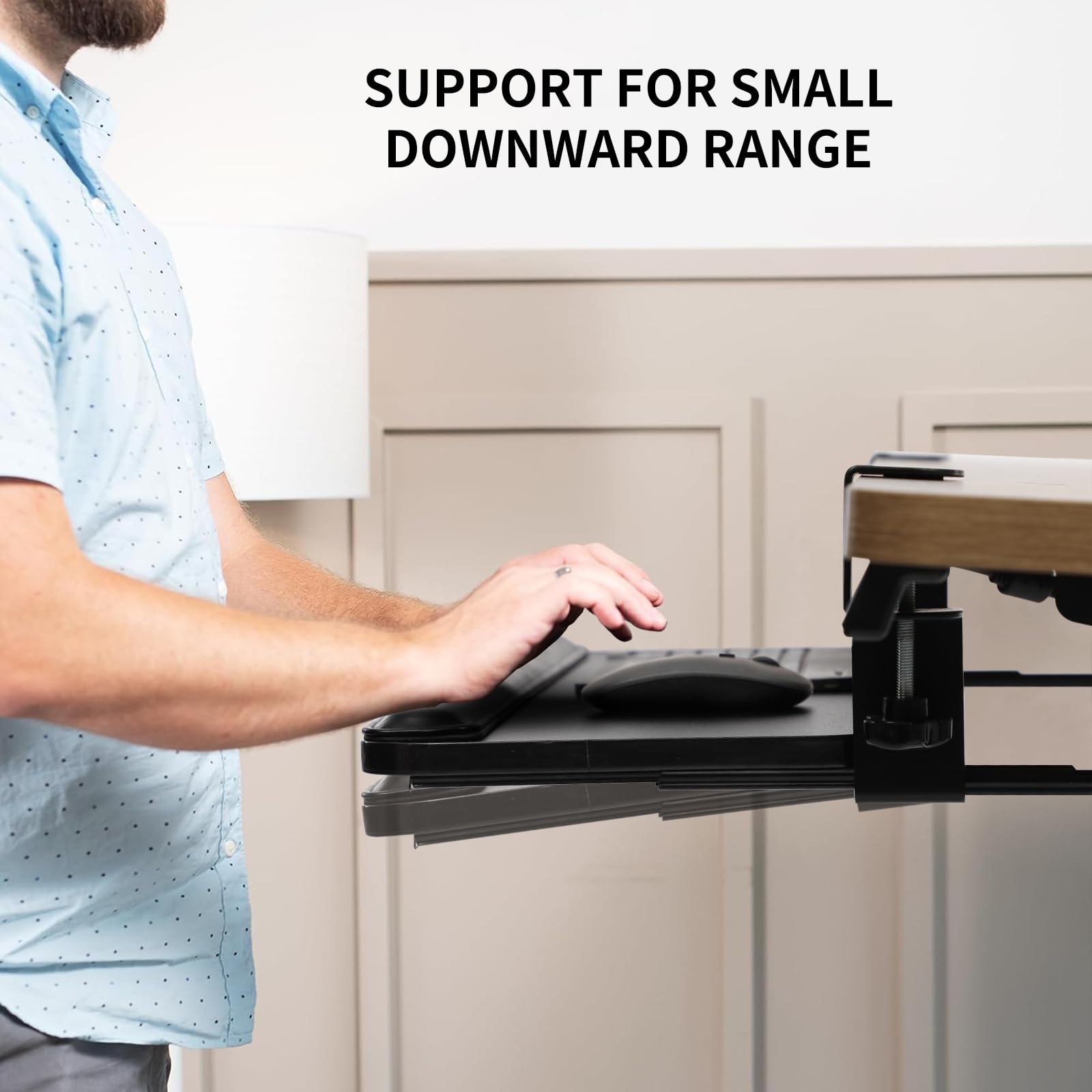 ADOFFUR Keyboard Tray Under Desk,Pull Out Keyboard & Mouse Tray with Heavy-Duty C Clamp Mount and Mat, Slide Out Platform Drawer for Home Office Computer Workstations