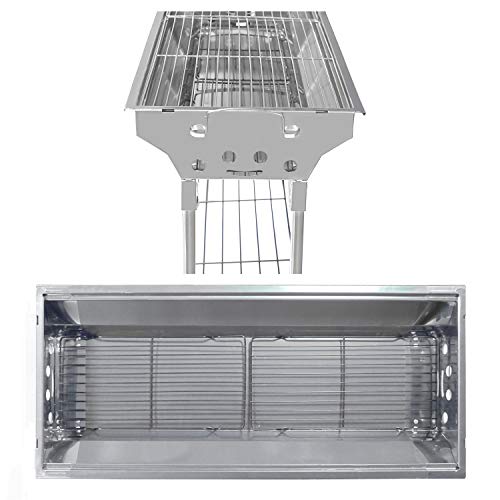 HTTMT- Outdoor Campling Refined Stable Version-2.0 Iron Portable Folding Barbecue Charcoal Grill Stove Shish Kebab Stainless Steel BBQ Patio Fold Large [P/N: ET-COOK003-SR]