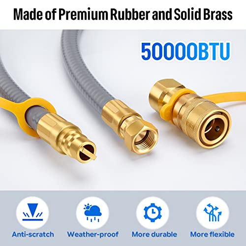 5249 Propane to Natural Gas Conversion Kit, 10FT 3/8” Natural Gas Hose with Quick Connect Fitting, Compatible with Blackstone 28"&36"Griddles, Tailgater & Single Burner Rec Stove