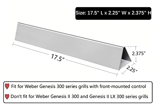Leship Grill Replacement Parts for Weber Genesis 300 Series E310 E320 E330 EP310 EP320 EP330 S310 S330 Grills(Front Control), 17.5-inch Flavorizer Bars and Heat Deflectors Replace for Weber 7620 7622