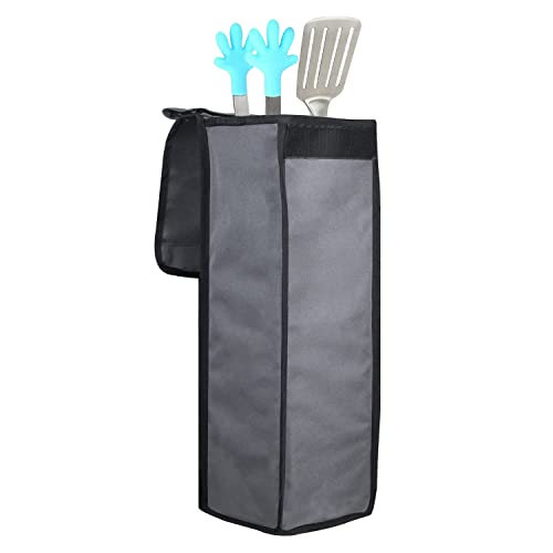 YUJHON Grill Utensil Accessory Storage Bag Grey Waterproof BBQ Tool Storage Bags Grill Tools Foldable Barbecue Appliance Bracket Bag for Camping Hiking Barbecue(2 Pack)