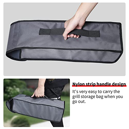 YUJHON Grill Utensil Accessory Storage Bag Grey Waterproof BBQ Tool Storage Bags Grill Tools Foldable Barbecue Appliance Bracket Bag for Camping Hiking Barbecue(2 Pack)