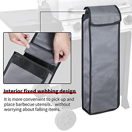 YUJHON Grill Utensil Accessory Storage Bag Grey Waterproof BBQ Tool Storage Bags Grill Tools Foldable Barbecue Appliance Bracket Bag for Camping Hiking Barbecue(2 Pack)