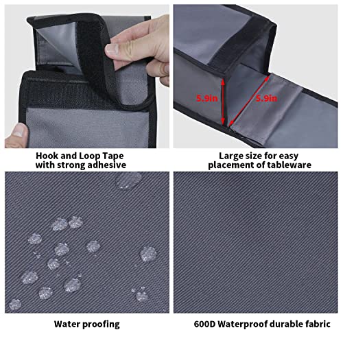 YUJHON Grill Utensil Accessory Storage Bag Grey Waterproof BBQ Tool Storage Bags Grill Tools Foldable Barbecue Appliance Bracket Bag for Camping Hiking Barbecue(2 Pack)