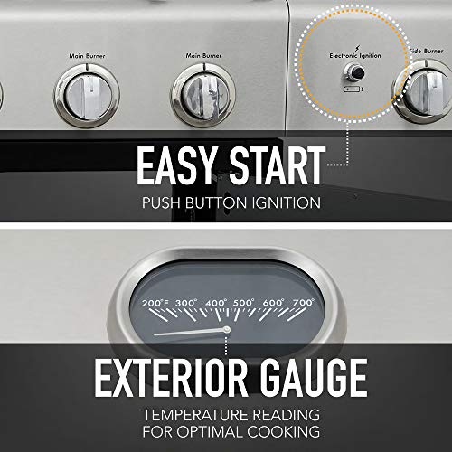 Kenmore PG-A40611S0L 6 Burner Cabinet Style Propane Gas BBQ Grill with Side Burner, 73000 Total BTU, Stainless Steel