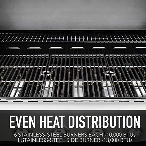 Kenmore PG-A40611S0L 6 Burner Cabinet Style Propane Gas BBQ Grill with Side Burner, 73000 Total BTU, Stainless Steel