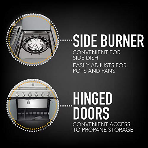Kenmore PG-A40611S0L 6 Burner Cabinet Style Propane Gas BBQ Grill with Side Burner, 73000 Total BTU, Stainless Steel