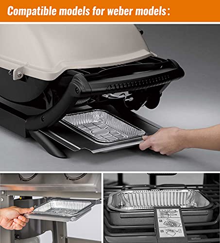 NUPICK 30 Pack 6415 Drip Pans Compatible for Weber Spirit Series, Genesis Series, Q Series Grills, Disposable Aluminum Foil Grease Trays, 8.5" x 6"