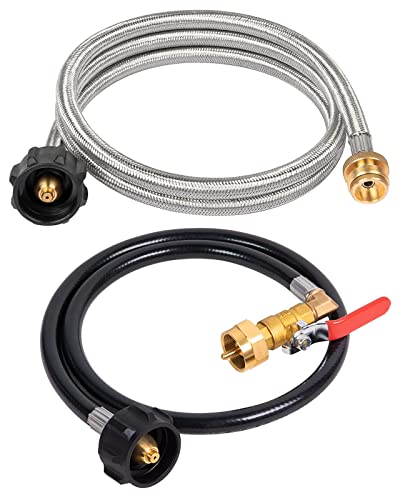 SHINESTAR 1lb to 20lb Propane Adapter with Durable Braided Hose (5FT), Comes with A 3FT Propane Refill Adapter Hose, Easy to Use