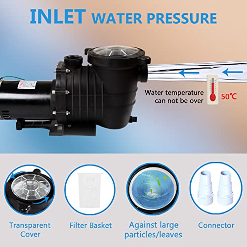 TOPWAY 2HP 110v Swimming Pool Pump 111GPM Filter Garden lnground and Above Ground Pools Water Pump