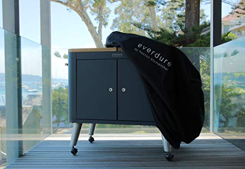 Everdure Indoor/Outdoor Furniture Cover for Mobile Prep Kitchen, Long Cover with Drawstring Closure, Waterproof Lining and 4 Season Outdoor Kitchen Island Protection, Black, 40.55”L x 22.2”W x 33.5”H