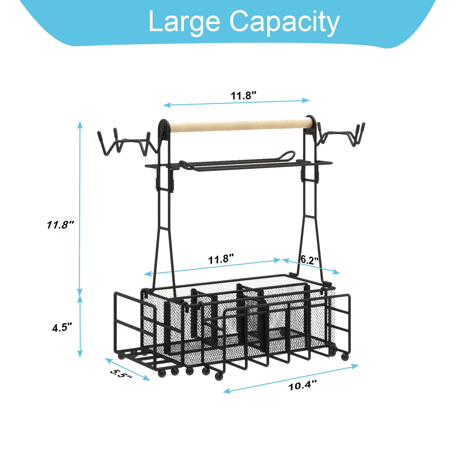 Grill Caddy,Portable Picnic Condiment Utensil Caddy with Paper Towel and Plate Holder,Griddle Accessories Storage for Outdoor Kitchen,Patio Barbecue,Camping Trip,RV Cooking,Tailgating Party- Black