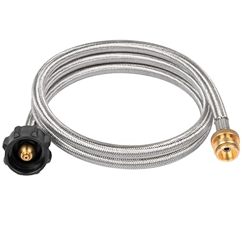 SHINESTAR 1lb to 20lb Propane Adapter with Durable Braided Hose (5FT), Comes with A 3FT Propane Refill Adapter Hose, Easy to Use
