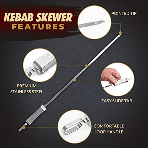 Jork Products Kebab Grilling Basket Nonstick Steel with Wood Handle, 4 x 4 pack, Includes Stainless Steel Kebab Skewers