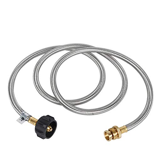 GGC 12 FT Stainless Steel Braided Propane Adapter Extension Hose 1 lb to 20 lb Converter for QCC1/Type 1 LP Tank to 1 LB Portable Grill, Camp Stove, Buddy Heater