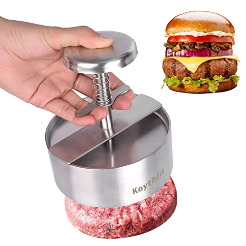 Koythin Burger Press, Adjustable Hamburger Patty Maker, Non Stick Patties Making Molds Suitable for Beef, Vegetables, Burgers and Cooking, Ideal for BBQ and Homemade Hamburger (Diameter 11.5cm)
