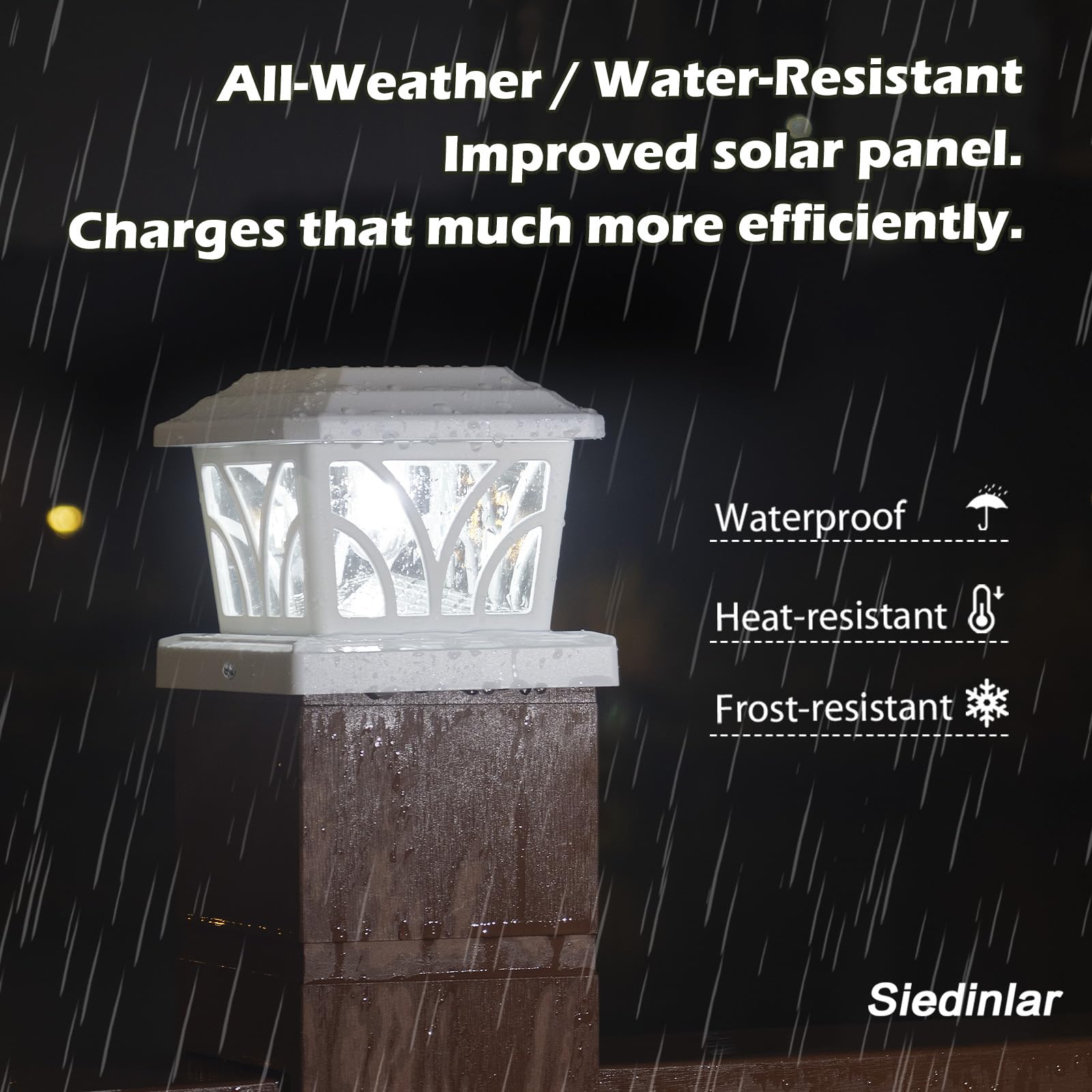 SIEDiNLAR Solar Post Cap Lights Outdoor, Aluminum Glass 2 Modes Edison LED Bulbs for 4x4 5x5 6x6 Vinyl Wooden Posts Deck Fence Patio Decor, Warm White/Cool White Lighting 6 Pack (White)