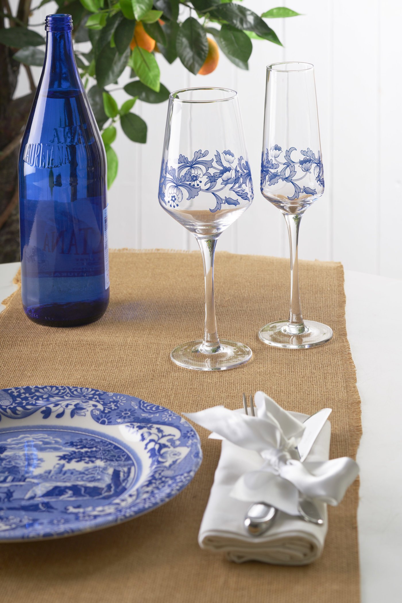 Spode Blue Italian Salad Plates Set of 4, 7.25”, Fine Earthenware, Made in England, Dishwasher Safe