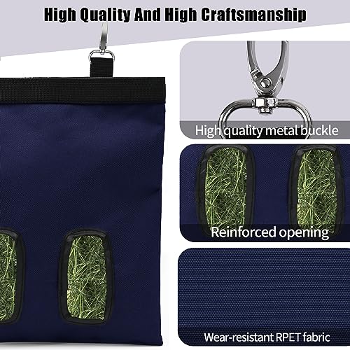 PACKSTAR Rabbit Hay Feeder Bag,Rabbit Hay Feeder,Bunny Hay Bag,2 Holes Large Capacity 600D Rpet Hay Hanging Feeder Storage for Rabbit,Guinea Pig, Chinchilla