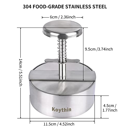 Koythin Burger Press, Adjustable Hamburger Patty Maker, Non Stick Patties Making Molds Suitable for Beef, Vegetables, Burgers and Cooking, Ideal for BBQ and Homemade Hamburger (Diameter 11.5cm)