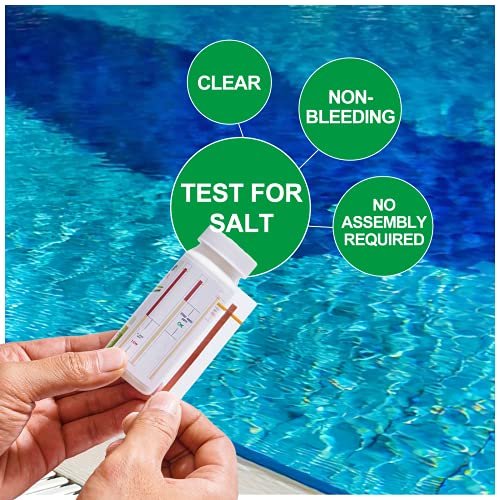 SuperCheck Pool and Spa Salt Test Strips for Sodium Chloride Level Testing, 0-6000 ppm, 2 Packs, Pool Salt Test Strips, Measure Chloride Ion Contents in Chloride Based Salt Solutions, Pool Salt Tester