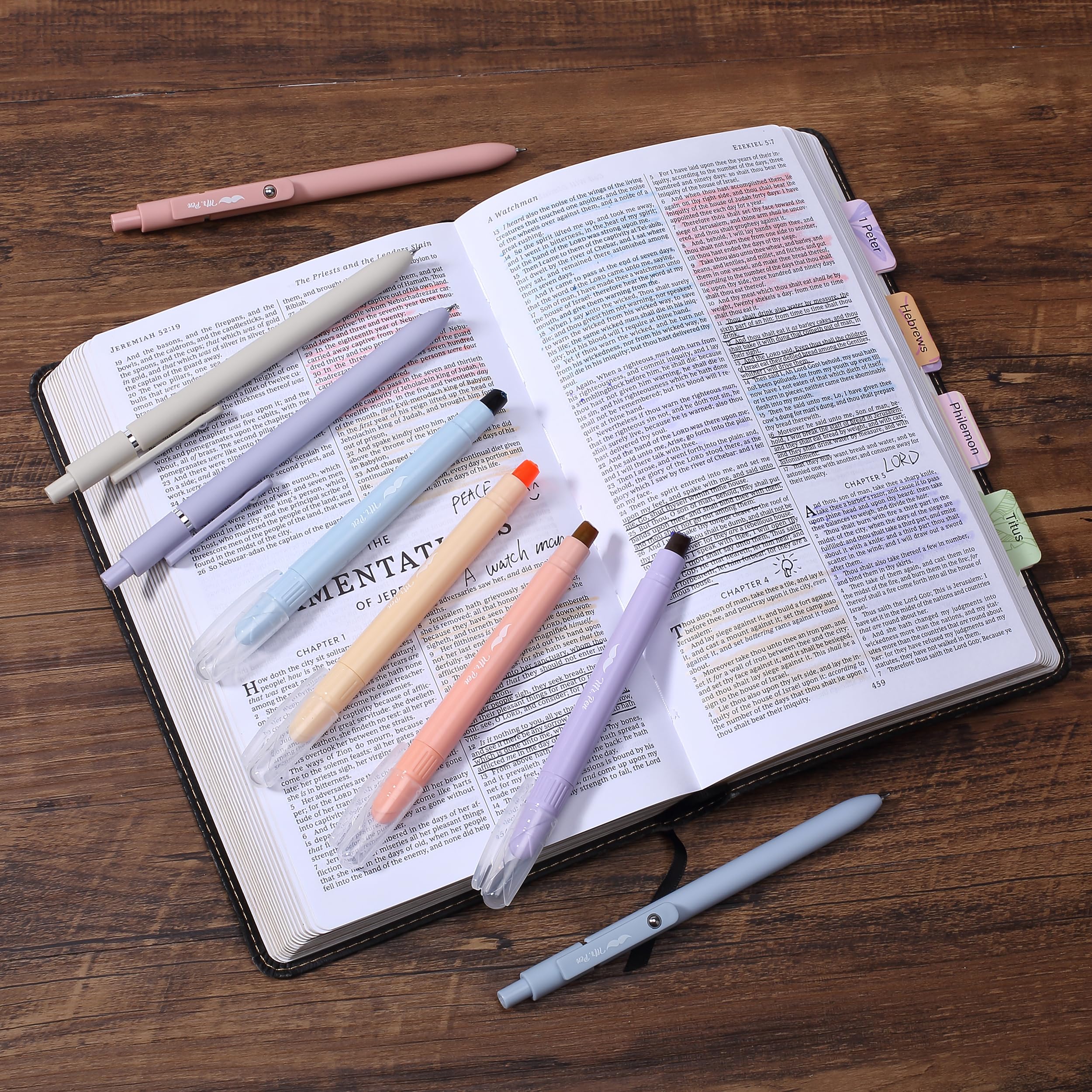 Mr. Pen- Bible Highlighters and Pens, 8 Pack, Pastel Barrel, Gel Highlighters, Gel Highlighter No Bleed Through, Bible Highlighters No Bleed, Bible Journaling Kit, Gel Pens and Highlighters