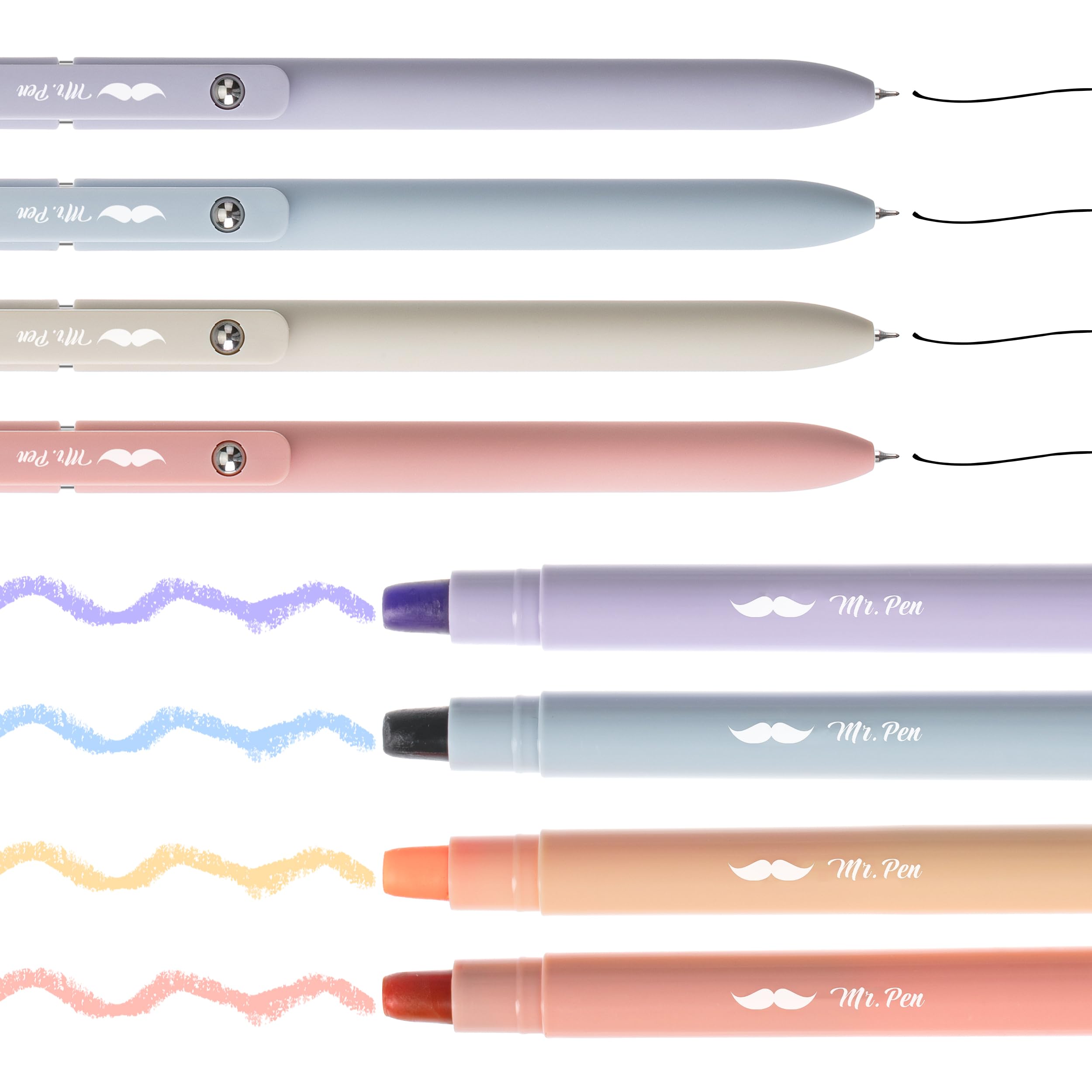 Mr. Pen- Bible Highlighters and Pens, 8 Pack, Pastel Barrel, Gel Highlighters, Gel Highlighter No Bleed Through, Bible Highlighters No Bleed, Bible Journaling Kit, Gel Pens and Highlighters