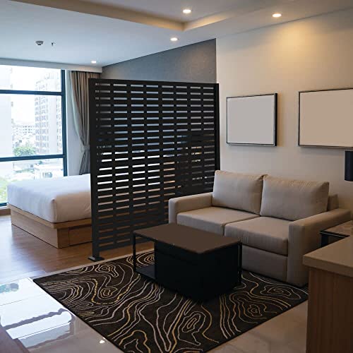 3'x6' Boardwalk Decorative Screen Panel, Black