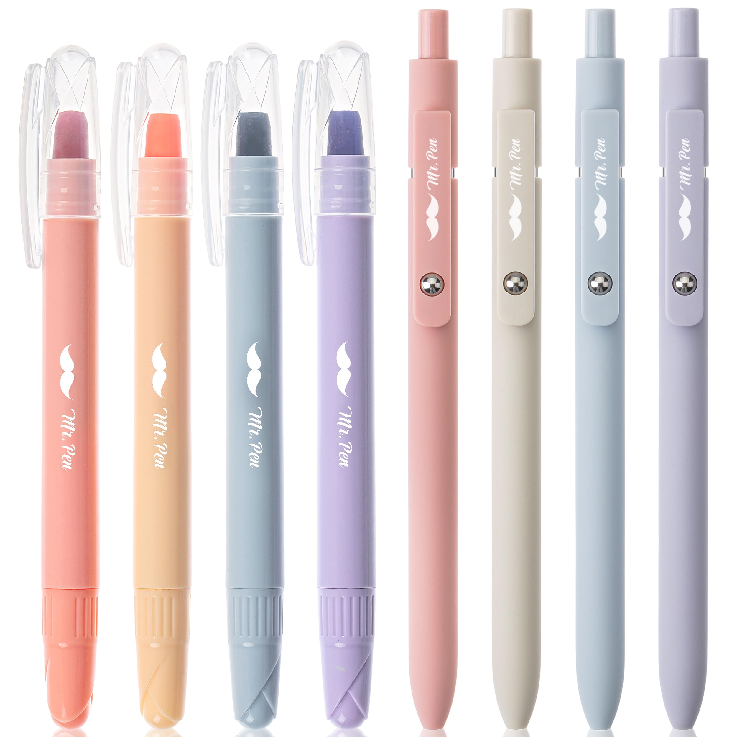 Mr. Pen- Bible Highlighters and Pens, 8 Pack, Pastel Barrel, Gel Highlighters, Gel Highlighter No Bleed Through, Bible Highlighters No Bleed, Bible Journaling Kit, Gel Pens and Highlighters