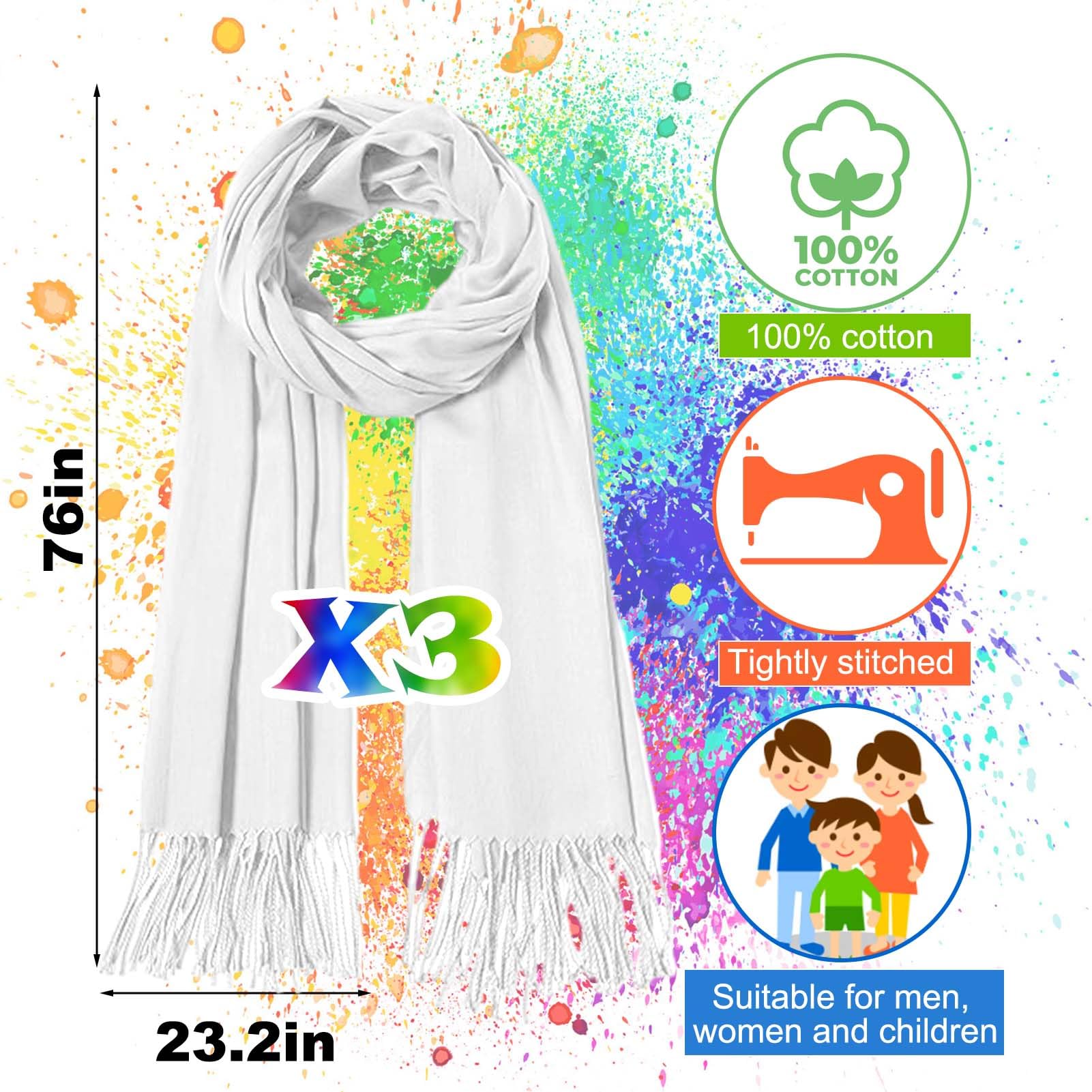 Vodolo White Thing for Tie Dye,3 PCS Tie Dye Kits for Adults Kids Women Large Groups,Cotton Things Items To Tie Dye Party Supplies