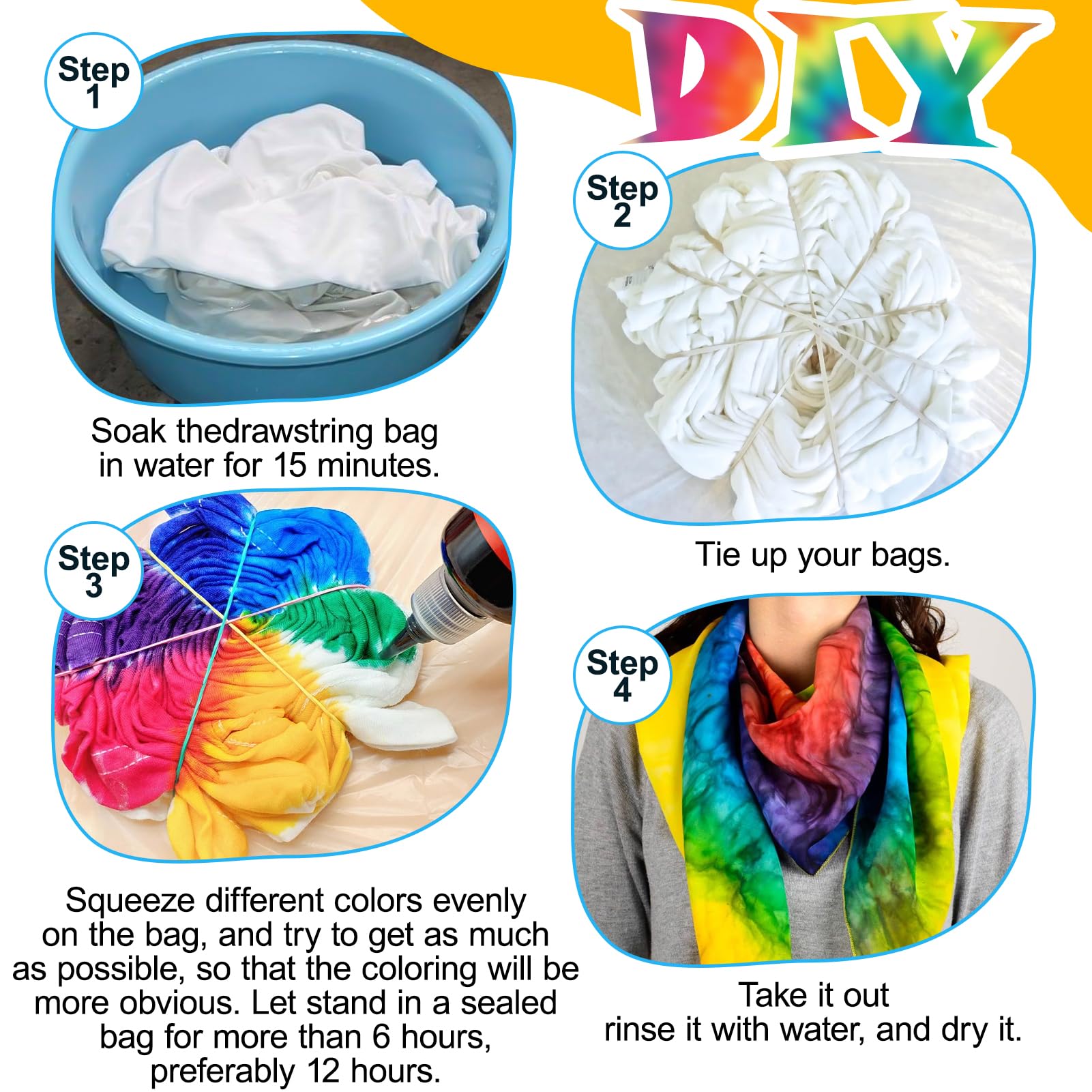 Vodolo White Thing for Tie Dye,3 PCS Tie Dye Kits for Adults Kids Women Large Groups,Cotton Things Items To Tie Dye Party Supplies
