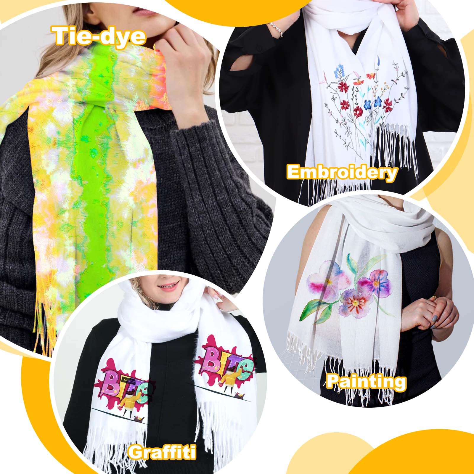 Vodolo White Thing for Tie Dye,3 PCS Tie Dye Kits for Adults Kids Women Large Groups,Cotton Things Items To Tie Dye Party Supplies