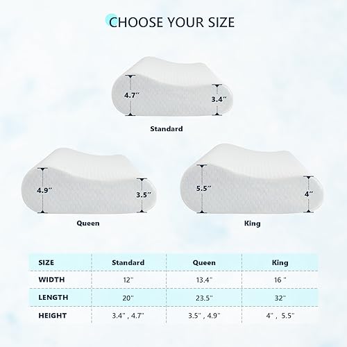 Homemate Neck Pillow Memory Foam Pillows - Ergonomic Pillow for Neck Shoulder Pain Relief Bed Pillow for Sleeping Orthopedic Cervical Pillow Support for Side Back Stomach Sleeper-Queen Size