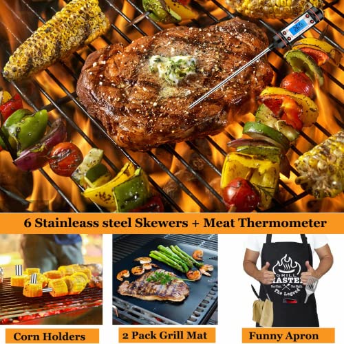 Grill Utensils Set,BBQ Grilling Accessories, Grill Set Gifts for Men Grill Tools, MUJUZE Barbeque with Apron, Stainless Steel Grill Kit Set Gifts for Men or Dad (Style 1)