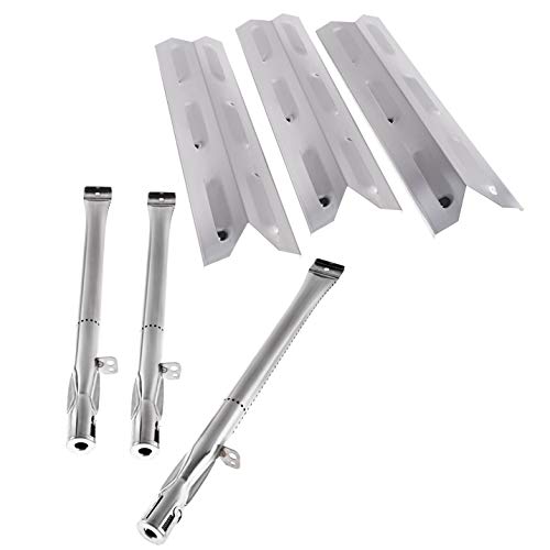 BBQration 3-Pack SSN664A 15 7/8" Stainless Steel Heat Plate and SSA674A Burner Replacement for Select Landman-US Gas Grill 42170, 42172, 966686