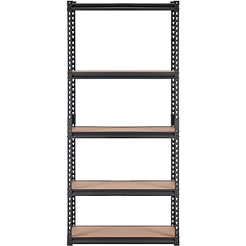 VEVOR Storage Shelving Unit, 5-Tier Adjustable, 2000 lbs Capacity, Heavy Duty Garage Shelves Metal Organizer Utility Rack, Black, 36" L x 18" W x 72" H for Kitchen Pantry Basement Bathroom Laundry