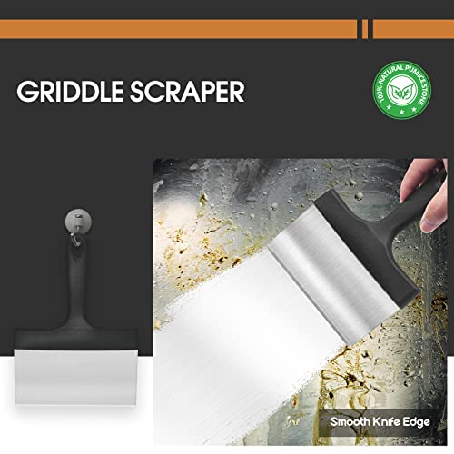 AWEASROY 19PCS Griddle Cleaning Kit for Blackstone, Heavy Duty Flat Top Grill Cleaning Kit, Remove Stain Easily 2 Grill Scrapers, 1 Cleaning Handle, 12 Scouring Pads, 4 Cleaning Bricks