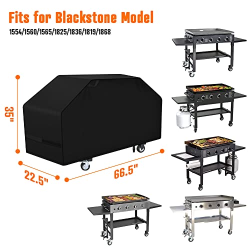 i COVER 36 inch Griddle Cover for Blackstone, 600D Heavy Duty Waterproof Canvas Flat Top Gas Grill Cover for Blackstone 36" Griddle Cooking Station 1554 1825 for Camp Chef 600 with Support Pole