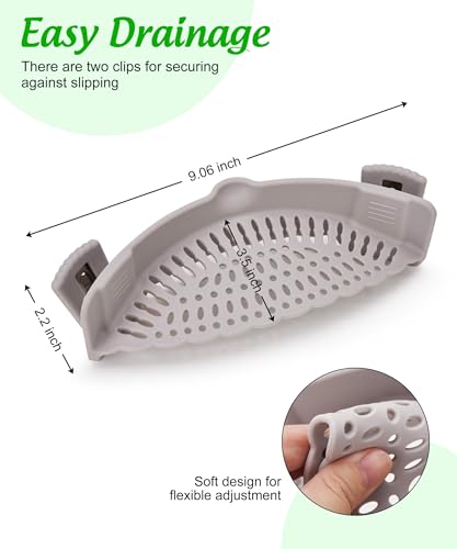 SUNWUKIN Strain Pot Strainer and Pasta Strainer - Adjustable Silicone Clip On Food Strainers for Pots, Pans, and Bowls - Kitchen Drainer Colander