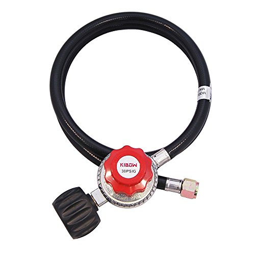 KIBOW 0~30PSI High Pressure Adjustable Propane Regulator with 4FT Hose-Type 1(QCC 1) Connection