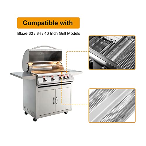 LS'BABQ Grill Heat Plates Flame Tamer for Blaze 32/34 / 40 Inch Grill Models, Stainless Steel, 4 Pack