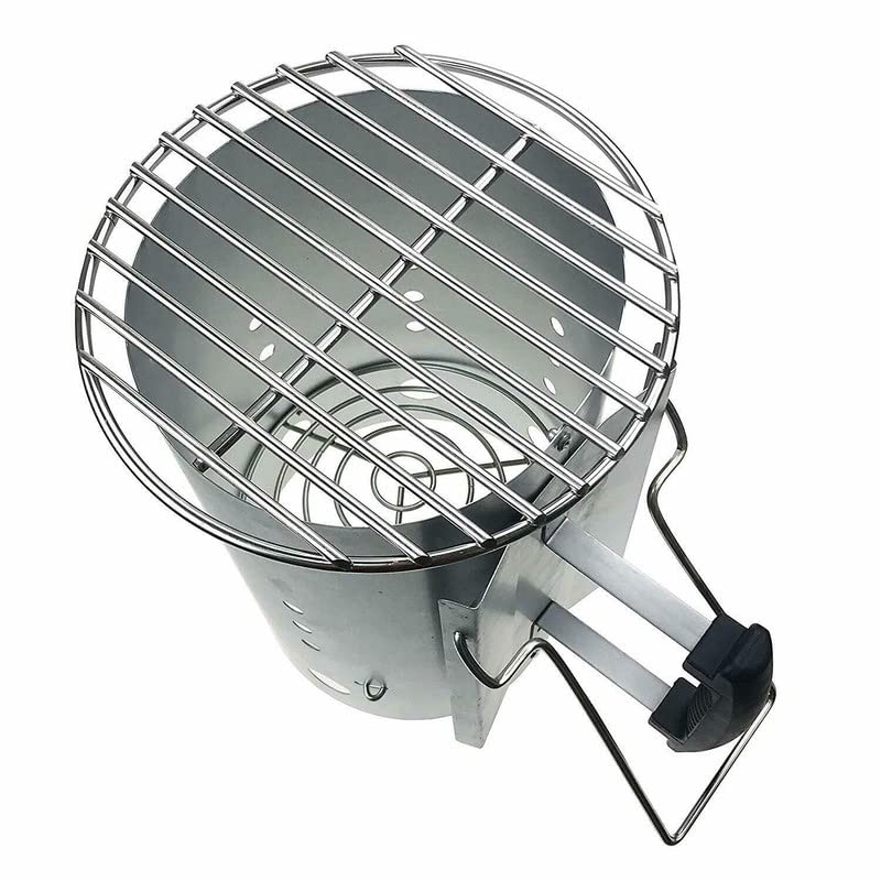Chimney Starter for Charcoal Grills - Galvanized Iron Charcoal Chimney Starter - Charcoal Starter with Plastic Handle - Coal Starter - Charcoal Grill Accessory for BBQ Grill